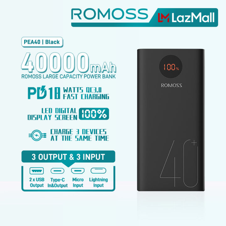 [June Limited Time Sale] Romoss PEA40 Zeus 40000mAh powerbank PD18W QC3 ...