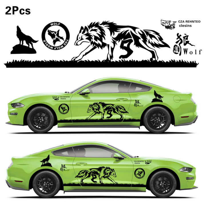 2 Pcs Wolf Totem Car Auto Body Sticker Self-Adhesive Side Vinyl ...