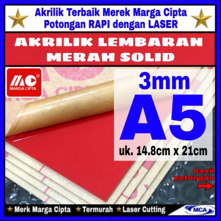 AKRILIK lembaran MERAH SOLID 3mm A5 / Marga cipta / Acrylic | Lazada ...