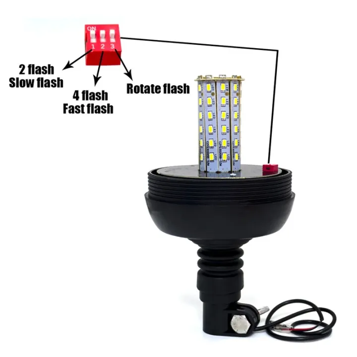 12V 24V 60 LED Vehicle Truck Tractor Beacon Warning Rotating Emergency ...