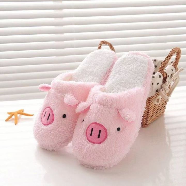 Men Women Couple Winter Pig Indoor House Slippers Anti-slip Home Warm ...