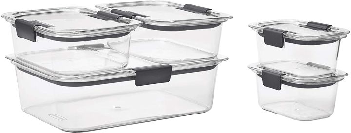 Rubbermaid Brilliance Stainshield Plastic Leak-Proof Food Storage ...