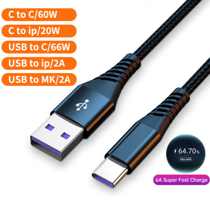 MTI Super Fast Charger Kabel Pengisian Telepon Nylon Telepon 66W Kabel ...