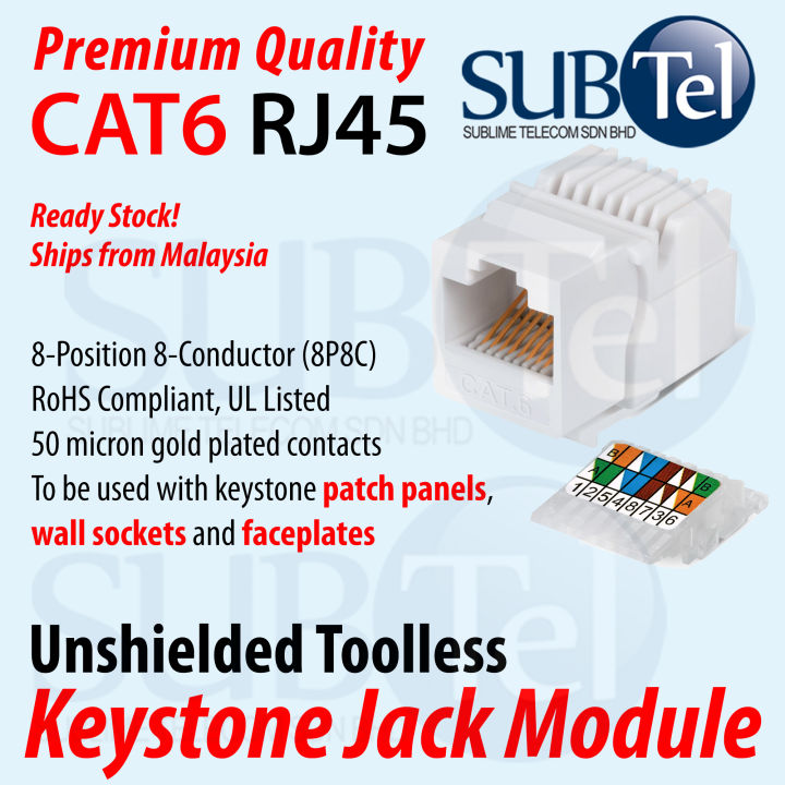 CAT6 CAT6A RJ45 Keystone Jack Module for LAN Network Cable Wall Faceplate Patch Panel PoE ...