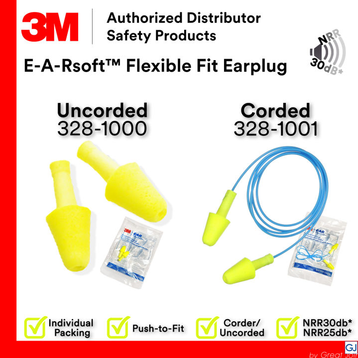 3M E-A-R Flexible Fit Earplug HA 328-1000 (Uncorded) & 328-1001 (Corded ...