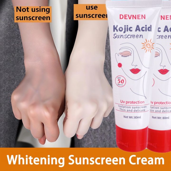 DEVNEN 100% Very Effective Original Kojic Acid Collagen Whitening Sunscreen Cream SPF 50+ Face ...