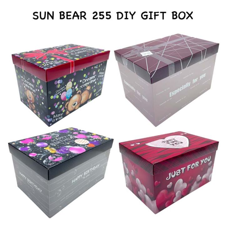 Sun Bear 255 DIY Gift Box Happy Birthday Kotak Hadiah 25 x 16.7 x 14cm ...