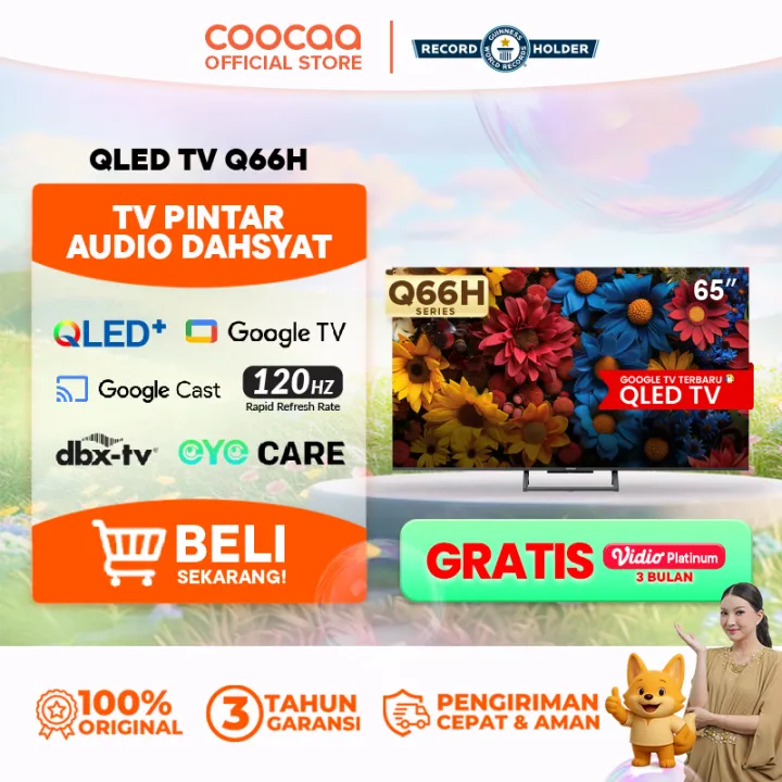 [TERBARU] COOCAA TV 65 inch Q66H - 4K QLED+ - Google TV - S AI Engine ...