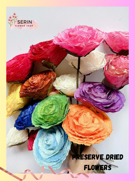 FOSSILIZED ROSE/ Paper Rose per pc Flowers Roses DRIED FLOWER BAZAAR ...