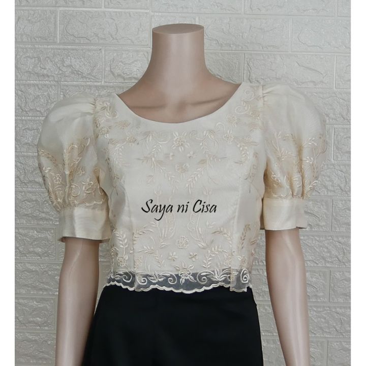Embroidered Filipiniana Blouse - Puff Sleeves | Lazada PH