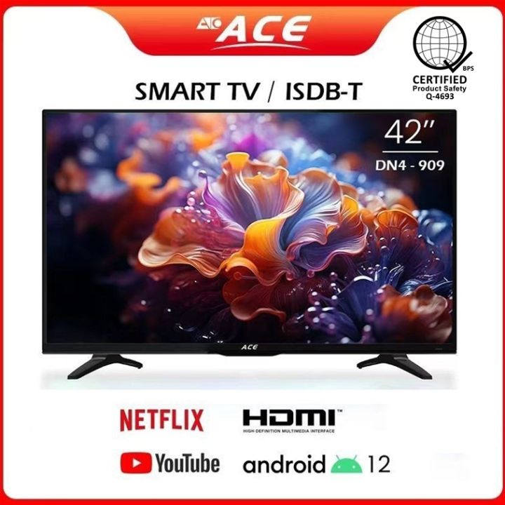 ACE 42" Smart Google TV (Android 12, Netflix, Youtube, Chromecast,Bluetooth,ISDB) | Lazada PH