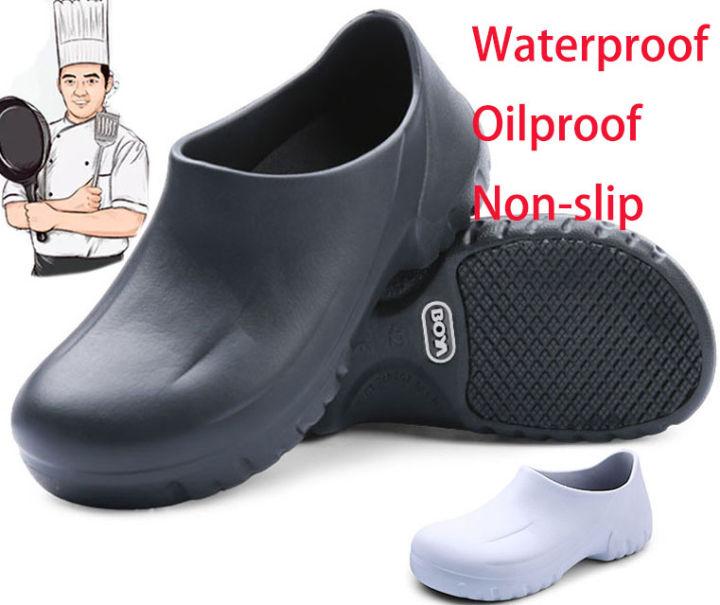 Hotel White Chef Shoes Restaurant Cook Non-slip Slippers Kitchen Work ...