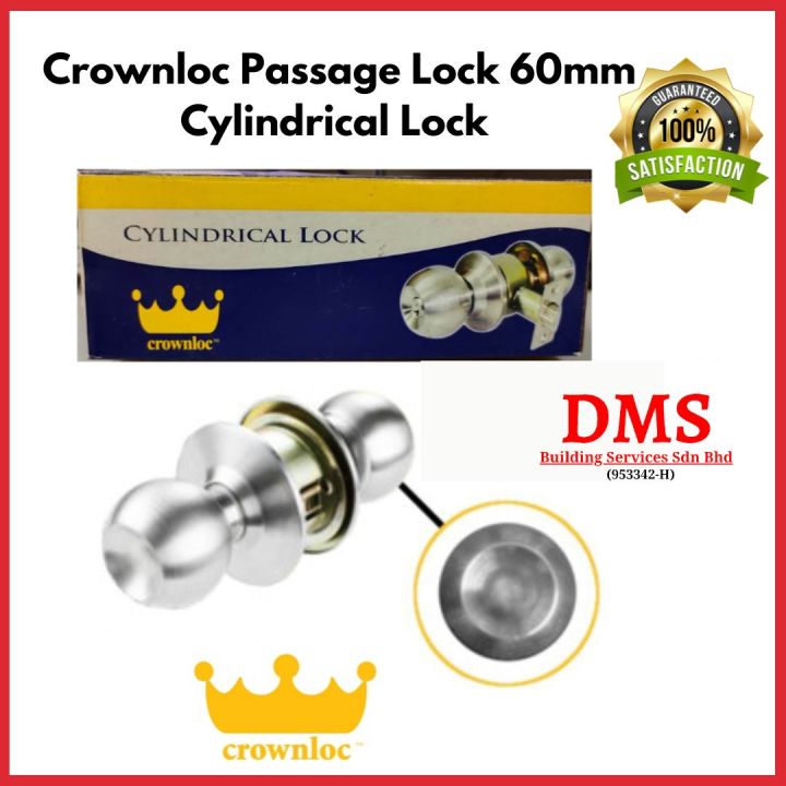 Crownloc Passage Lock 60mm Cylindrical Lock/ DMS / Tombol Pintu | Lazada