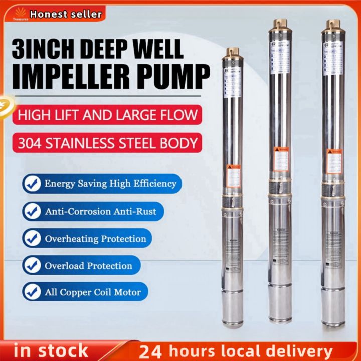 Submersible Water Pump 220V 3‘’ Stainless Steel Single Phase Deep Well ...