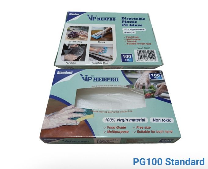 PG100 VIP MEDPRO Disposable Plastic PE Glove 100pcs | Lazada