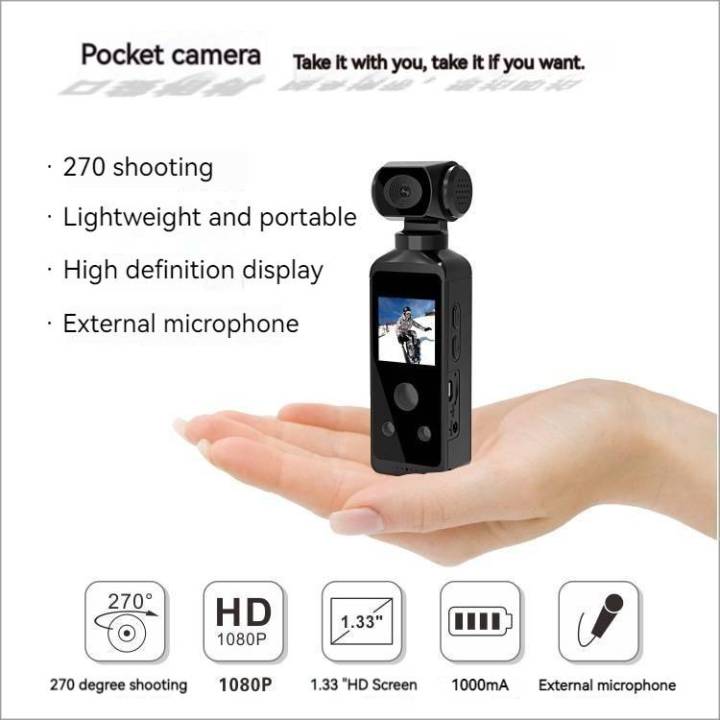 4K HD Pocket Action Camera 270° Rotatable Wifi Mini Sports Camera with ...