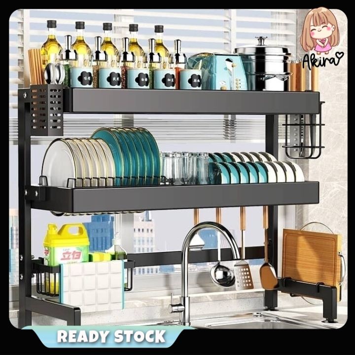 Stainless Steel Rak Pinggan Rak Dapur Sink Dish Rack Kitchen Organizer ...