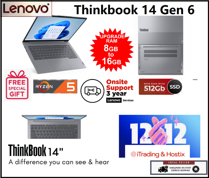 2025 Lenovo Thinkbook 14 Laptop Gen7 AMD Ryzen 5 Windows 11 Pro 16GB ...