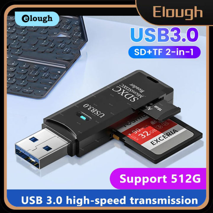 Elough USB3.0 Card readers with led 2 in 1 sd+TF memory card readers ...