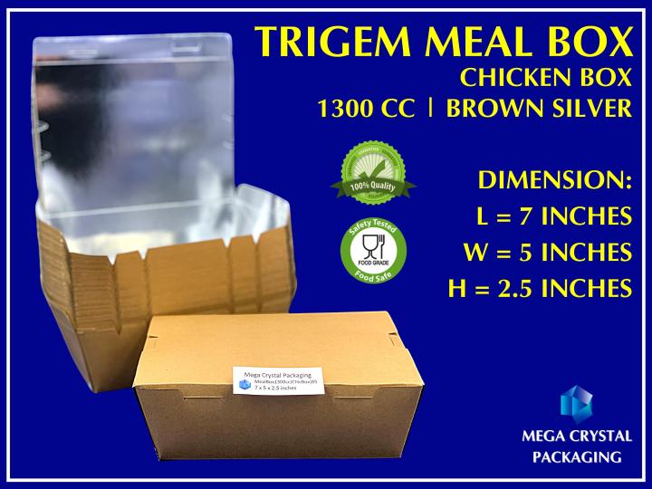 Chicken Box Meal Box 1300cc Laminated White / Brown Silver ( 25 pcs ...