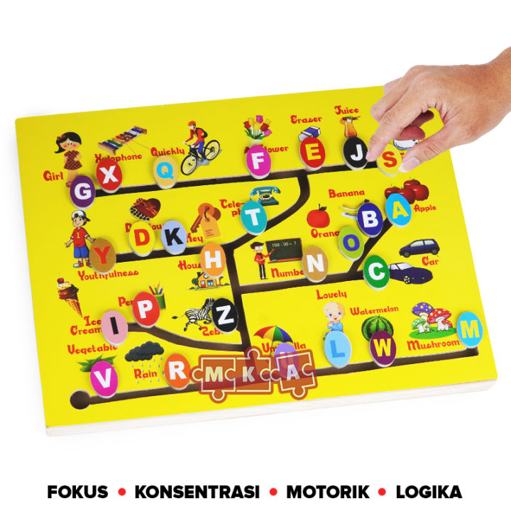 Mainan Edukasi Kayu Anak Papan Alur Alat Belajar Huruf Besar Motorik ...