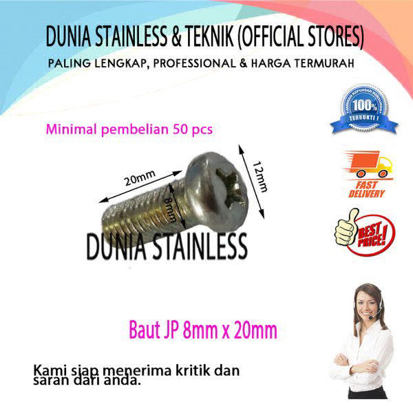 Baut JP 8mm x 20mm /50pcs | Lazada Indonesia