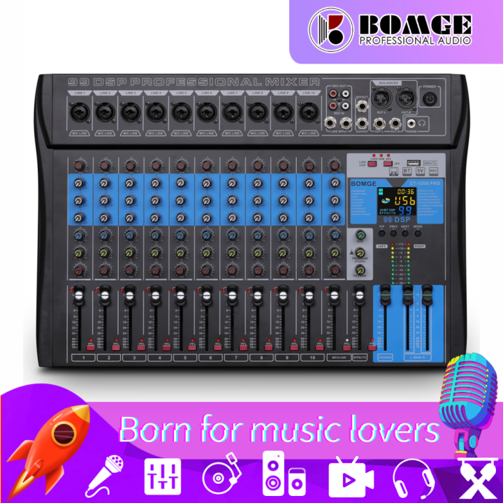 BOMGE Professional Mixer Sound Board Console 8 Channel Desk System w/USB Audio Interface USB-B ...