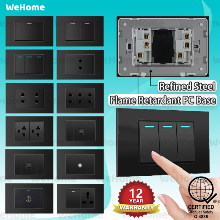 WeHome Switch Outlet Wide Black Series Universal Socket 16A Home Light ...
