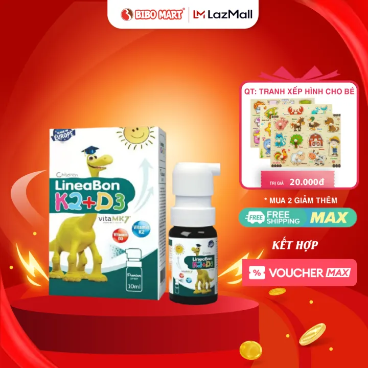 Vitamin K2 D3 LineaBon Spray Màu Xanh Dạng Xịt 10ml Tiện Dụng Cho Bé ...