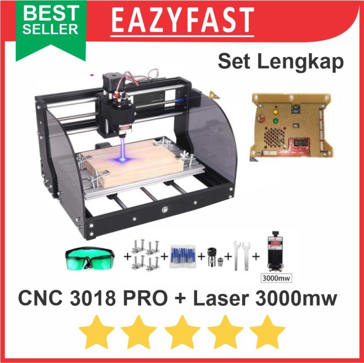 Mesin CNC Router + Laser 3W Combo 2 in 1 3018 Pro 3 Axis Engraver Ukir | Lazada Indonesia