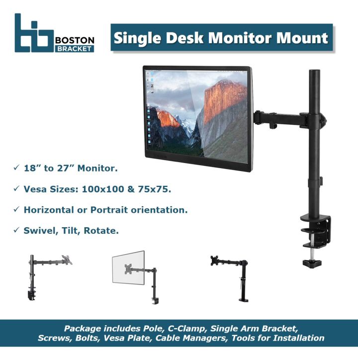 Boston Bracket Single Desk Monitor Mount Bracket with C-Clamp | Lazada PH