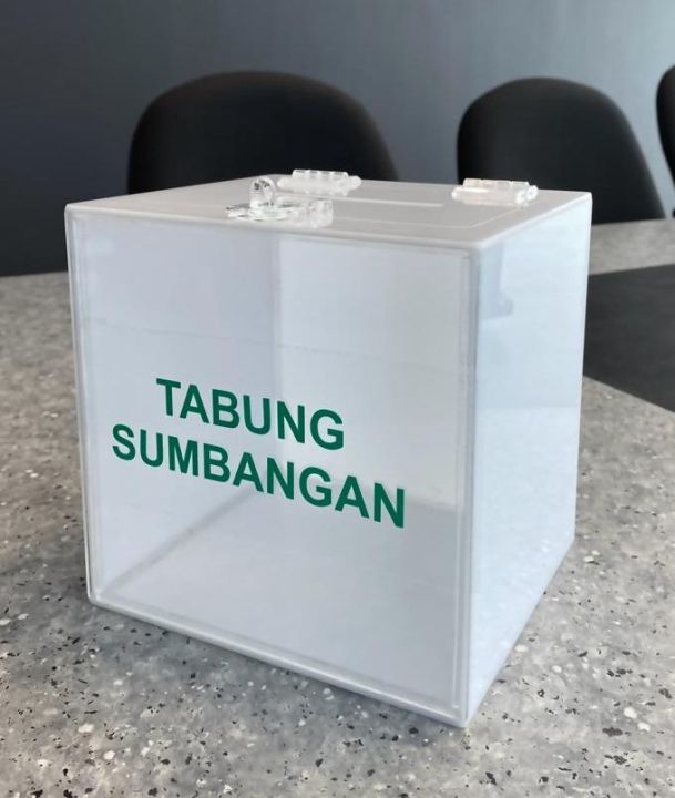 ACRYLIC DONATION BOX I TABUNG SUMBANGAN I SIZE : 3MM X L180MM X W150MM ...