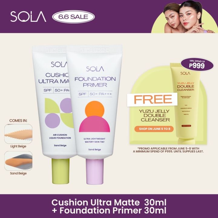 SOLA Cushion Ultra Matte 30ml + Foundation Primer 30ml | Lazada PH