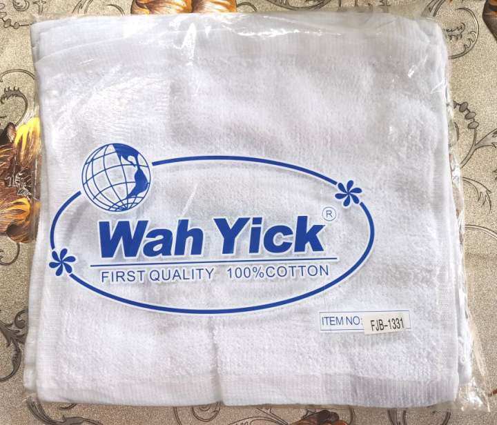 12Pcs. Wah Yick Face Towel White First Quality FJB-1331 Cotton Plain ...