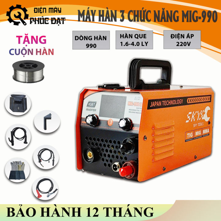 Máy hàn điện tử mini, máy hàn mig hàn 3 chức năng MIG-990, hàn que, hàn ...