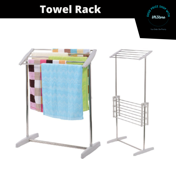 Stainless Steel Towel clothes hanger Stand Rack Penyidai Tuala Floor ...