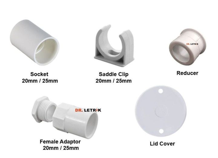 100PCS - PVC CONDUIT PIPE FITTING 3/4" / 1" ( saddle clip , pipe socket ...