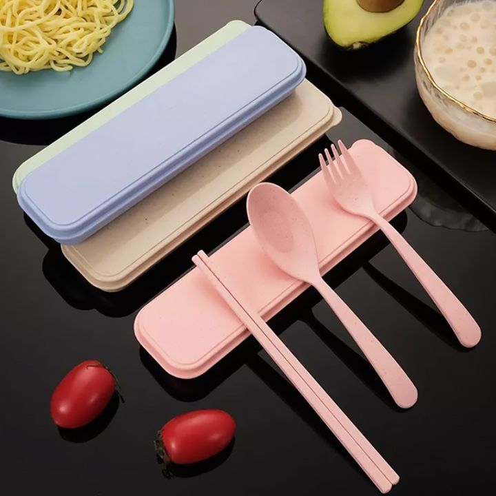 Wheat Straw Travel Utensils Set Portable Creative Camping Flatware Set ...