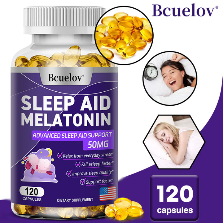50mg melatonin soft capsule, vitamin C, relieves stress, improves sleep ...