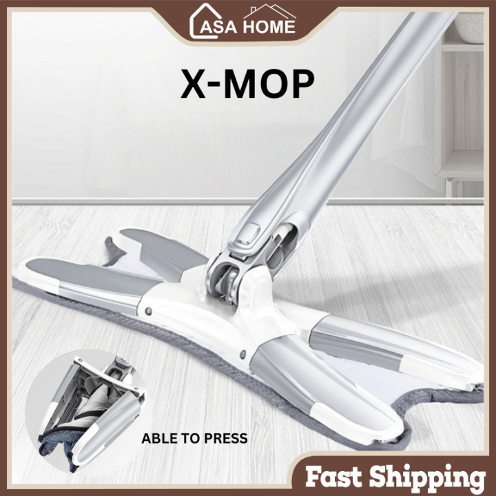 CASA X Shape Hand Free Lazy Mop Hand Free Self-Twisting Flat Mop with Microfiber Fabric Mop Pad ...