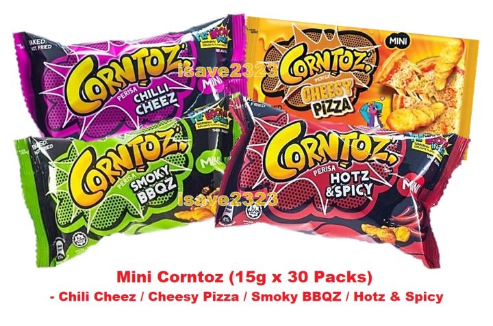 Corntoz Snack (15g x 30 Mini Packs) - Smoky BBQZ / Chilli Cheez / Hotz ...