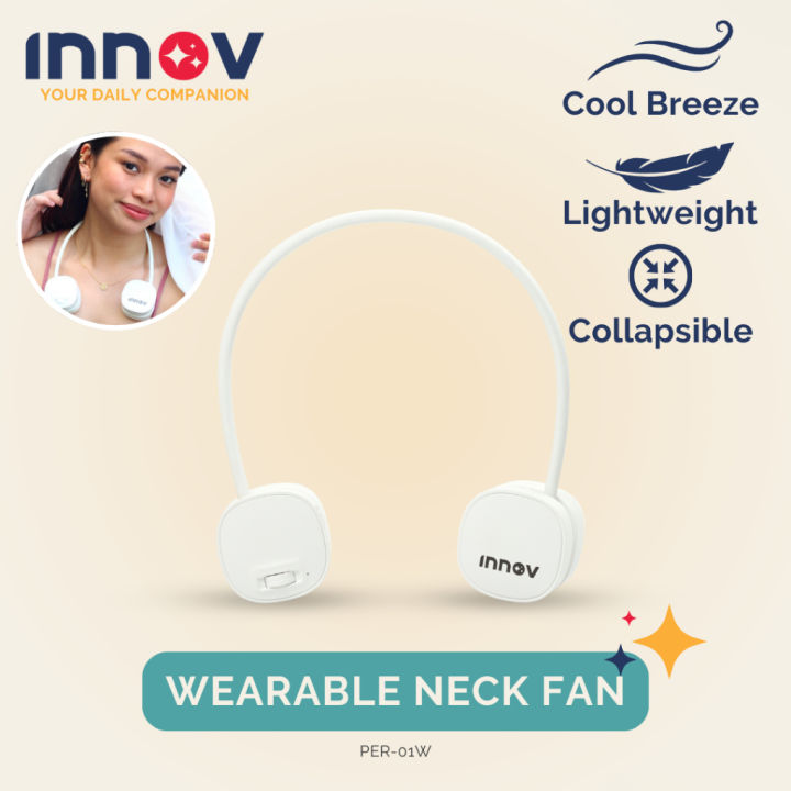 INNOV Wearable Rechargeable Portable Bladeless Neck Fan | Lazada PH