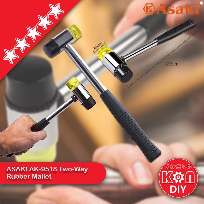 ASAKI HEAVY DUTY STEEL HANDLE RUBBER MALLET HAMMER / NYLON HAMMER ...