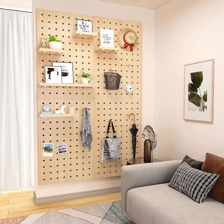 Custom-made display shelf with holes and holes solid wooden wall ...
