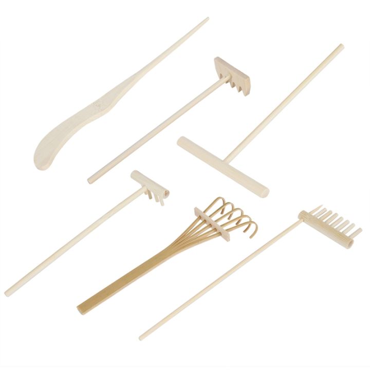 Mini Japanese Garden Rake Bamboo Tool Set, Wooden Sand Play Therapy Toy ...