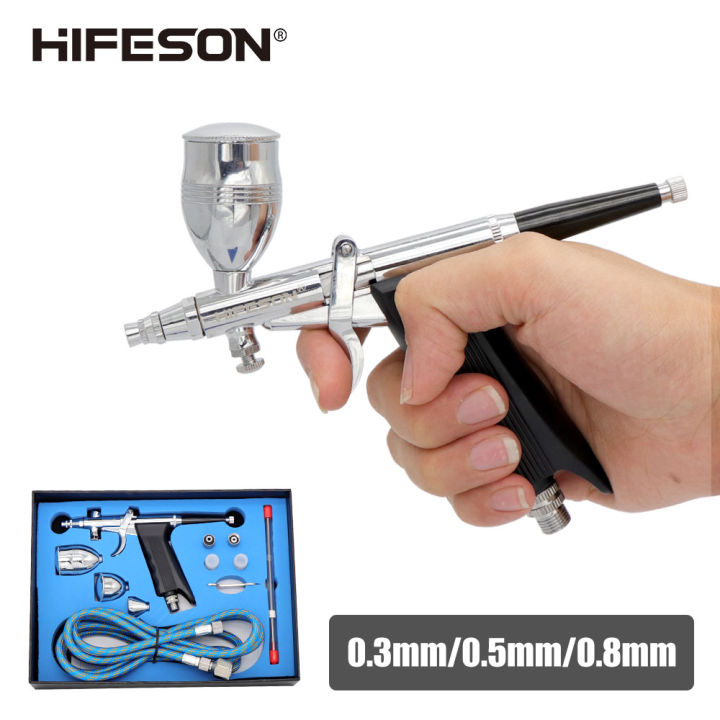 HIFESON Air Spray Brush Tool Kit Set Pneumatic Mini Paint Sprayer 0.3 0.5 0.8mm Nozzle AirBrush Pen for Car Commercial Painting Toolbox With Air Tube 116B Lazada Lazada