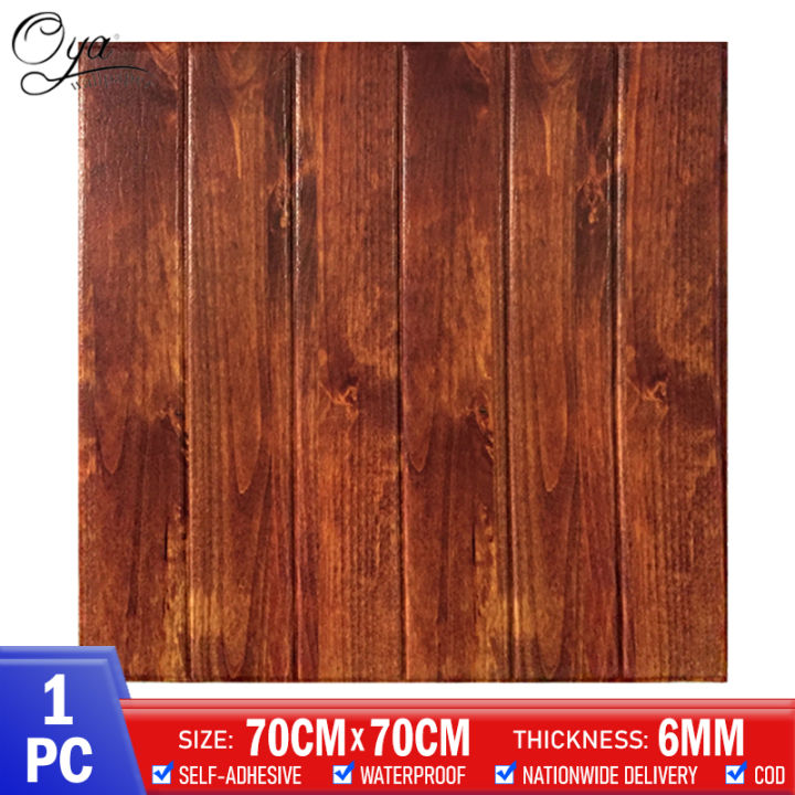 OYA 6MM 3D Wood PE Foam Wallpaper for Room Ceiling Decor Design Self ...