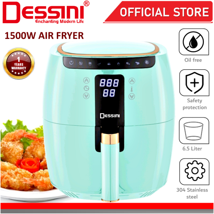 DESSINI ITALY Electric Air Fryer Timer Oven Cooker Non-Stick Fry Roast ...