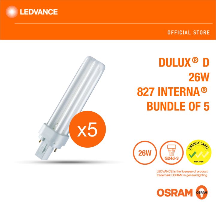 OSRAM Fluorescent DULUX® D 26W G24D PLC (2700K/3000K/4000K/6500K ...
