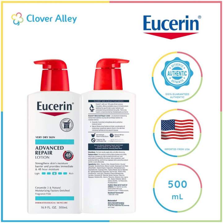 Eucerin Advanced Repair Body Lotion, Unscented Body Lotion for Dry Skin ...